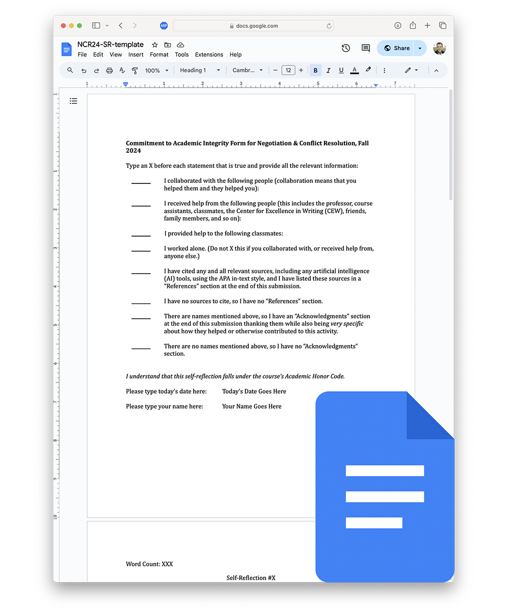 Negotiation & Conflict Resolution: Templates